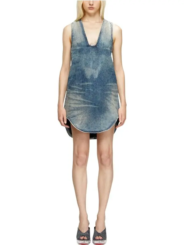 DIESEL® Sleeveless V-neck Denim Dress - Nude