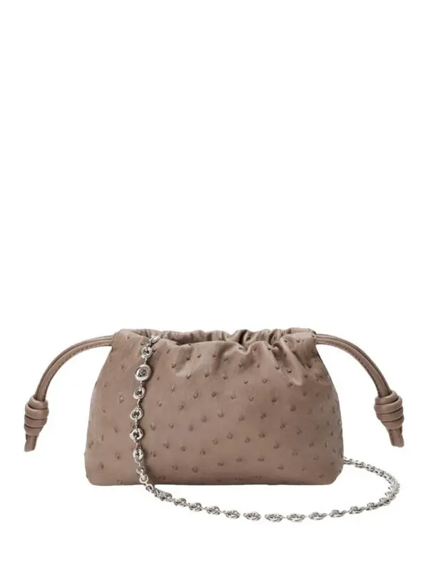 Loewe Mini Flamenco Ostrich Purse - Brown