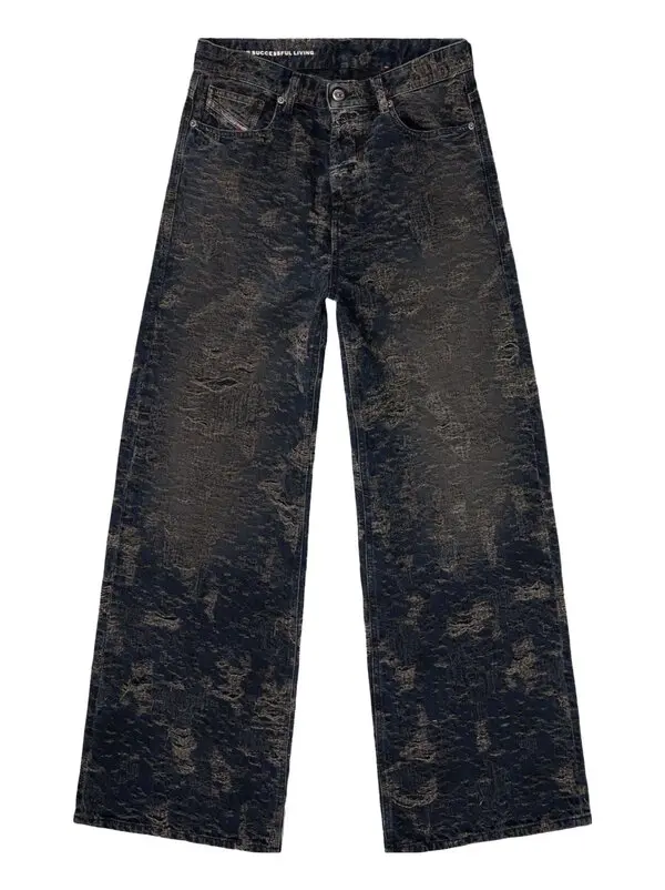 DIESEL® Vintage Jacquard Wide-leg Jeans - Black