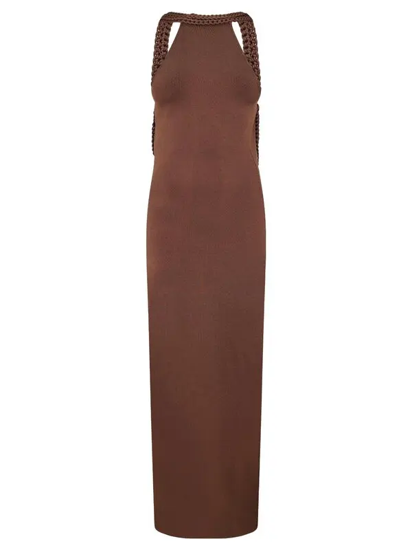 Cult Gaia Maxi Dress With Braided Halter Neck And Open Back - Red