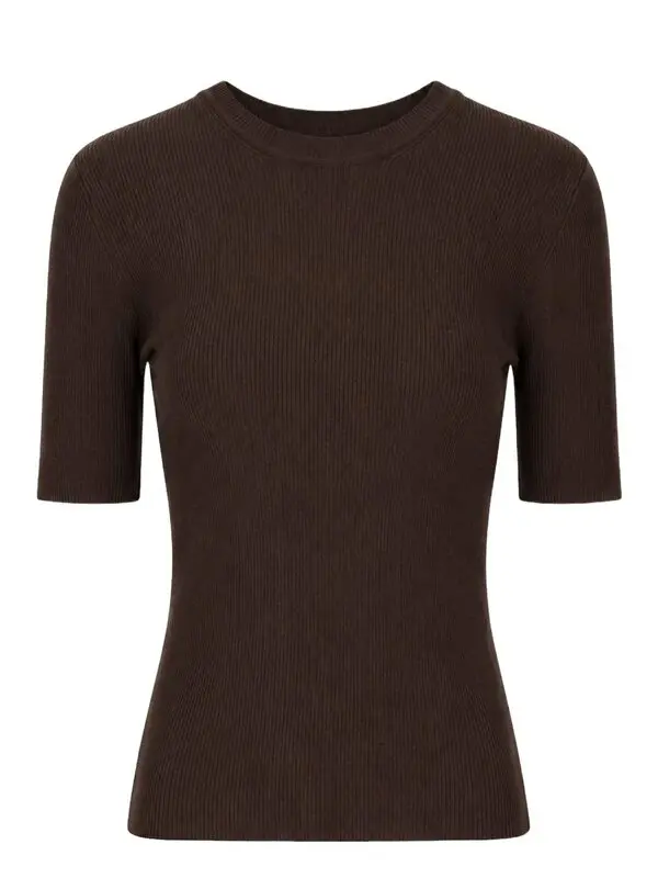 P.a.r.o.s.h Short Sleeve Ribbed Knit Top - Black