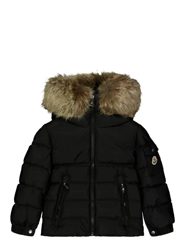 Moncler Quilted Hooded Puffer Jacket With Faux Fur Trim - Black