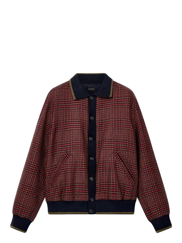 Emporio Armani Checked Bomber Jacket - Black