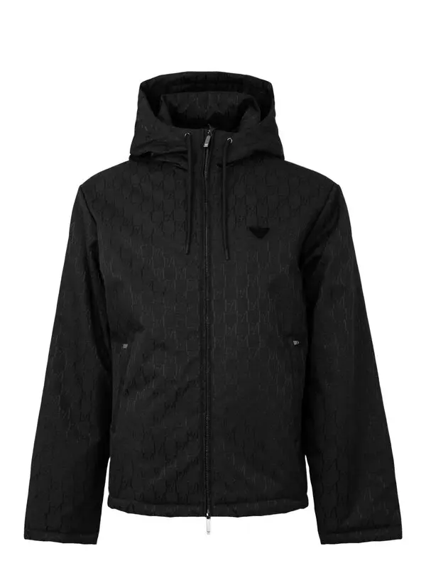Emporio Armani Full-zip Hooded Windbreaker - Black