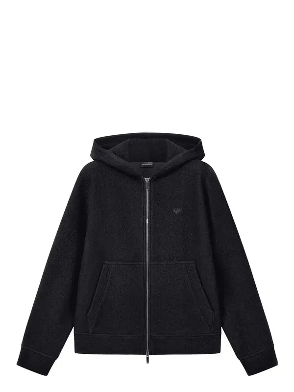 Emporio Armani Textured Hooded Blouson Jacket - Black