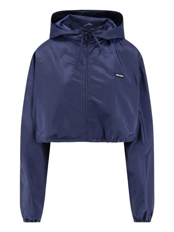 Miu Miu Long Sleeve Hooded Casual Jacket - Blue