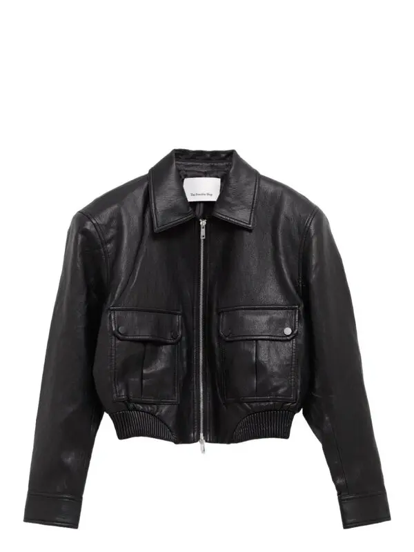 THE FRANKIE SHOP Cropped Zip-up Jacket - Black