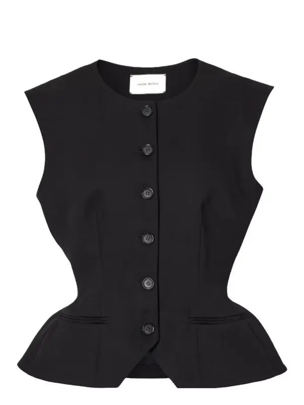 Magda Butrym Silk And Cashmere-blend Crepe Vest - Black