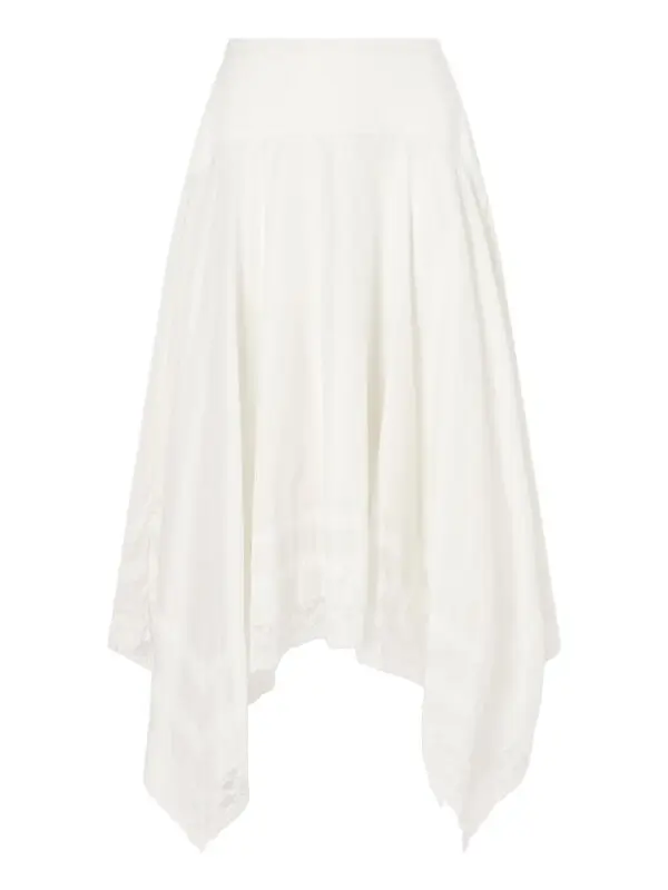 Staud Ainsley Asymmetrical Lace Trim Midi Skirt - Ivory