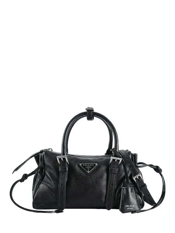 Prada Small Zippered Shoulder Bag - Black