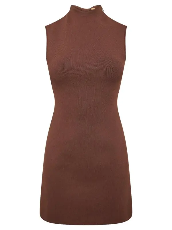 Cult Gaia Sleeveless Mock Neck Mini Dress With Open Back And Knotted Detail - Red