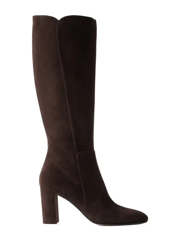 GIANVITO ROSSI Suede Block Heel Knee-high Boots - No