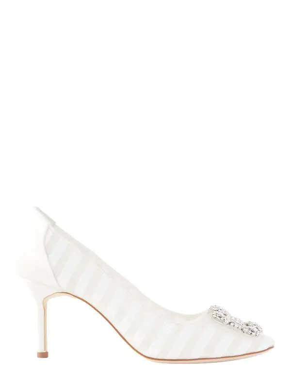 Manolo Blahnik Crystal Embellished Stiletto Pumps - White