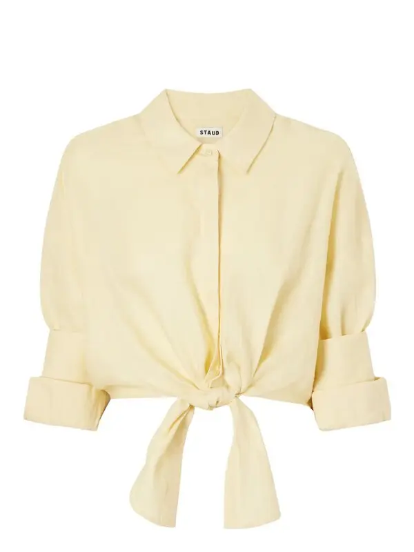 Staud Knotted Linen Shirt - No