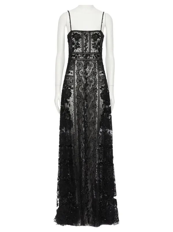 Valentino Garavani Embellished Spaghetti Strap Maxi Dress - Black