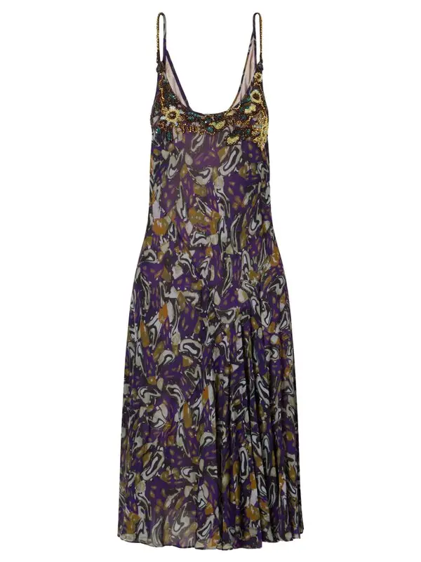 Dries Van Noten Embroidered Slip Dress - Black