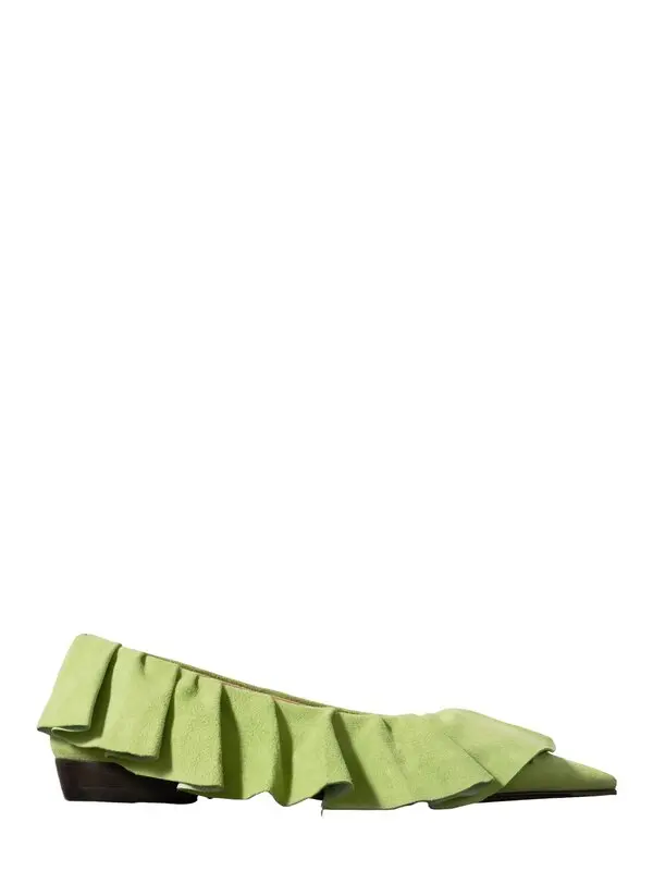 J.W.ANDERSON Jw Anderson Ruffle Pointed Ballet Flats - Green