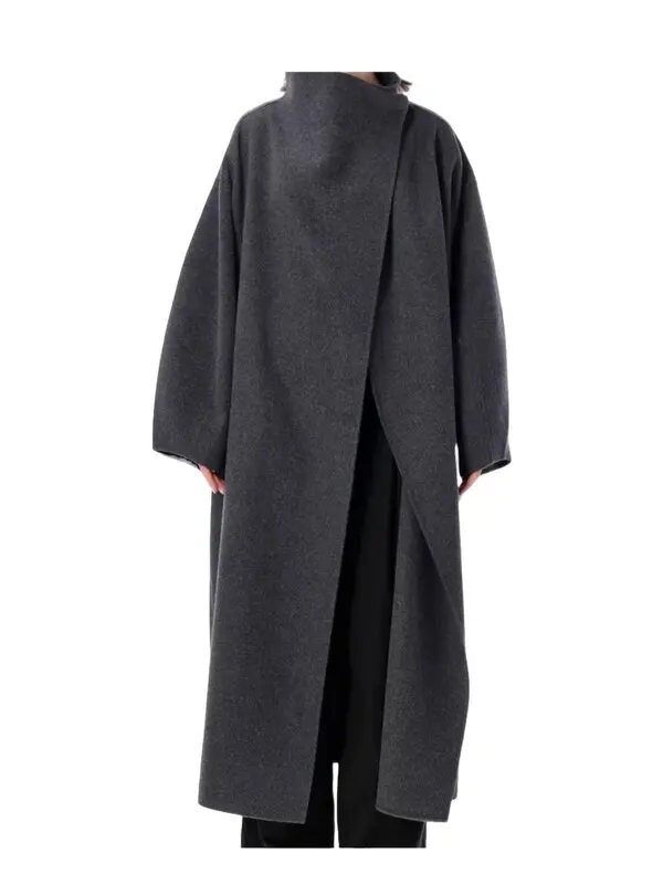 THE FRANKIE SHOP Leroy Funnel Neck Wool Coat - Dark Gray