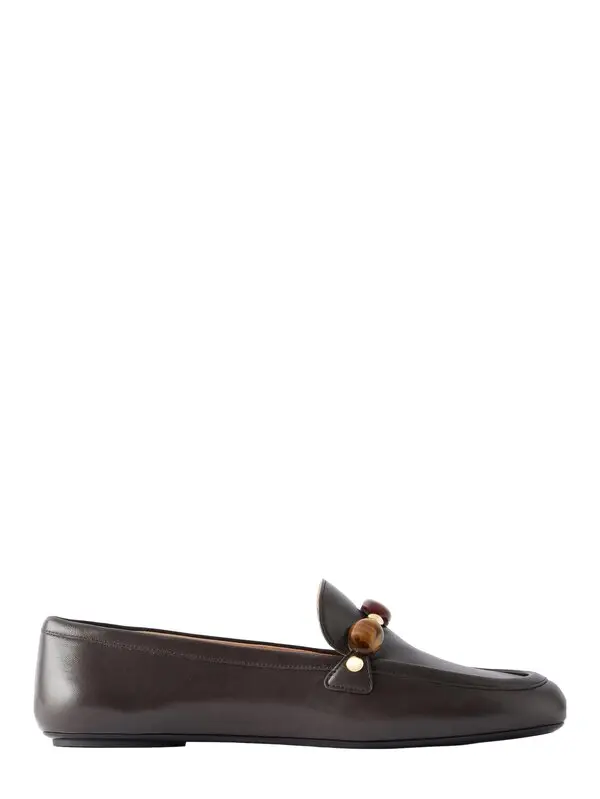 GIANVITO ROSSI Embellished Leather Loafers - Black