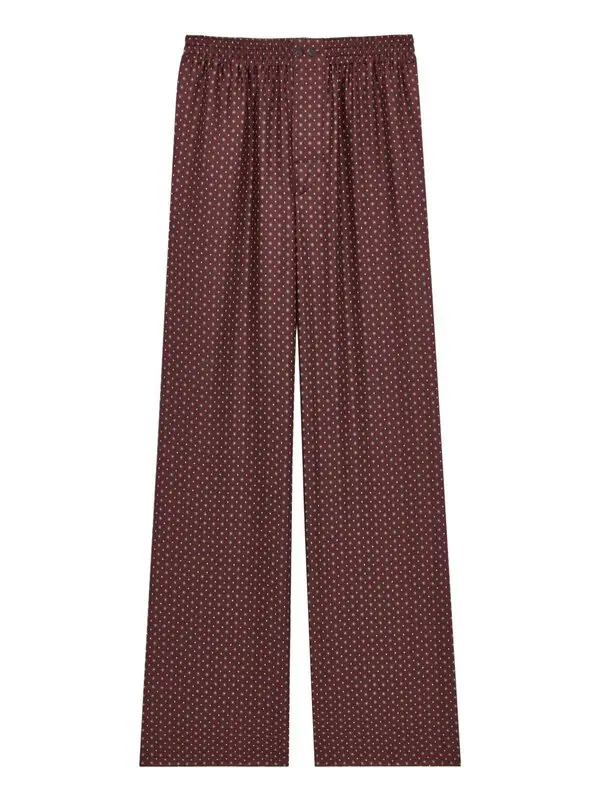 Saint Laurent Pants In Hexagon Silk Twill - Red