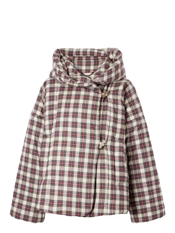 Dries Van Noten Hooded Checked Padded Cotton-flannel Jacket - Gray