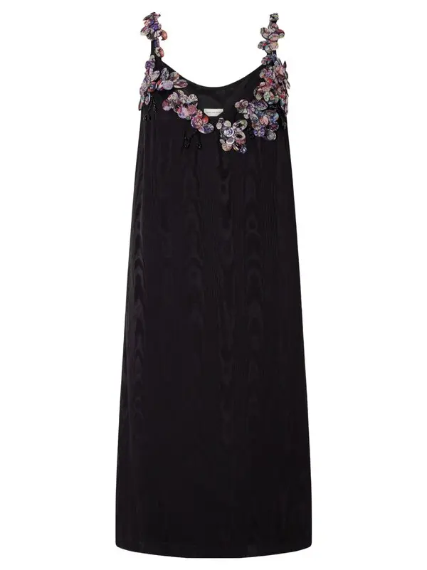 Dries Van Noten Embellished Slip Midi Dress - Black