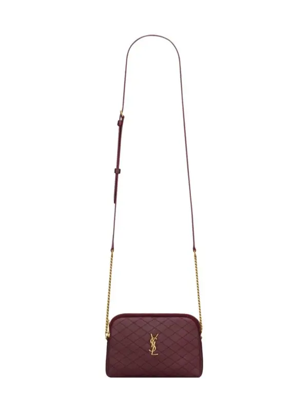 Saint Laurent Gaby Quilted Chain Pouch - Red Cabernet