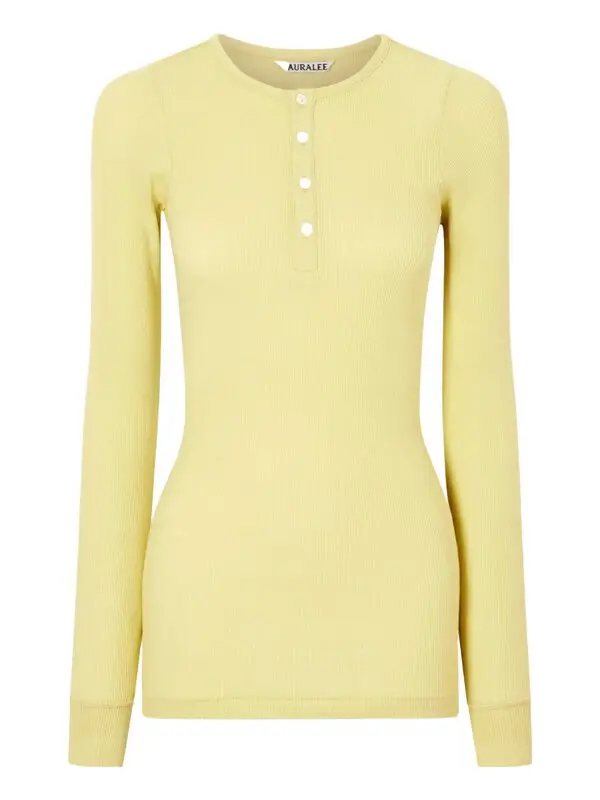 Auralee Ribbed-knit Cotton T-shirt - No