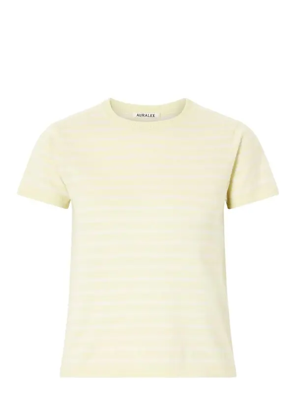 Auralee Striped Cropped T-shirt - White