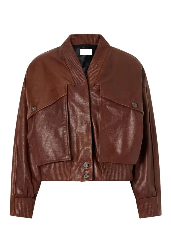 Magda Butrym Cropped Leather Jacket - Red
