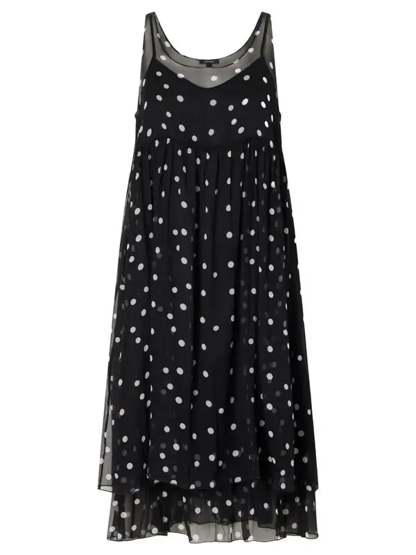 R13 Gathered Polka-dot Silk Midi Dress - Black