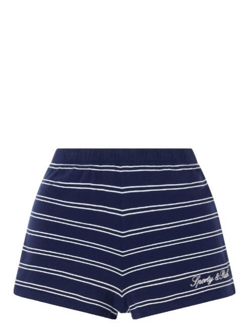 SPORTY  RICH Sporty & Rich Striped Cotton-jersey Shorts - Black