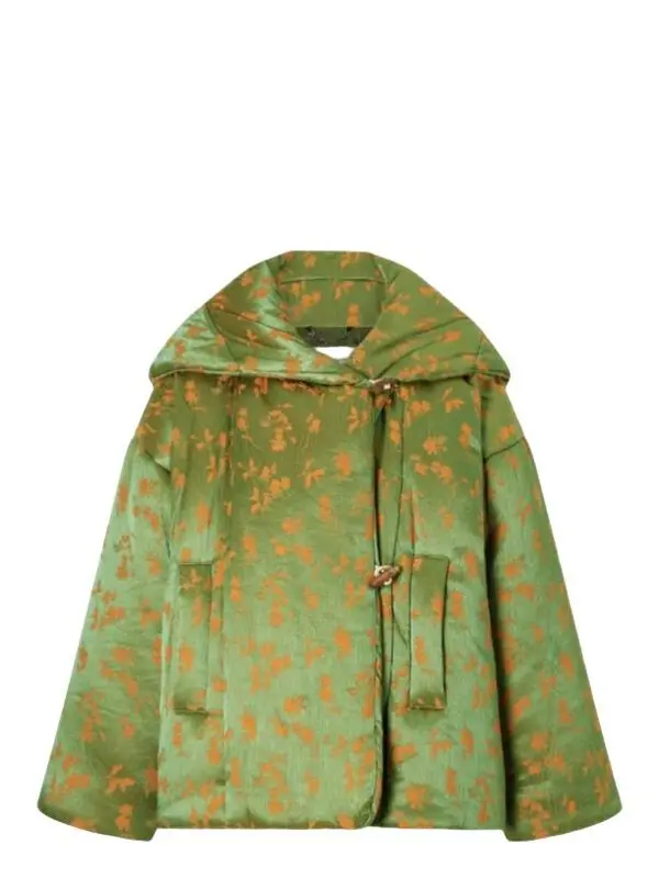 Dries Van Noten Jacquard Down Jacket - Green