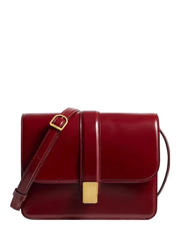 Khaite Leather Shoulder Bag With Gold Clasp - Red