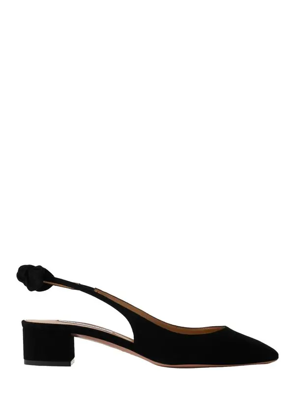 AQUAZZURA Suede Slingback Pumps With Block Heel - Black