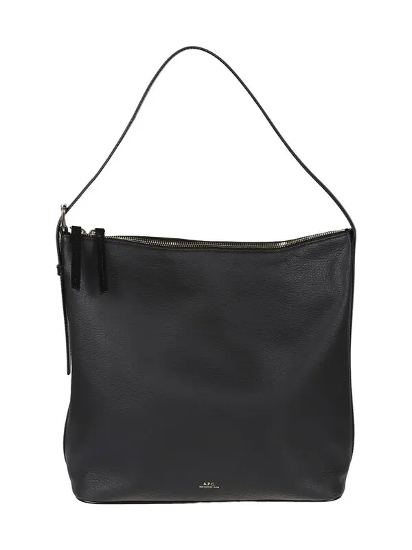 A.p.c. Logo Printed Zipped Shoulder Bag - Black