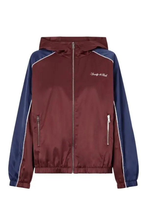 SPORTY  RICH Sporty & Rich Logo Embroidered Shell Jacket - Red