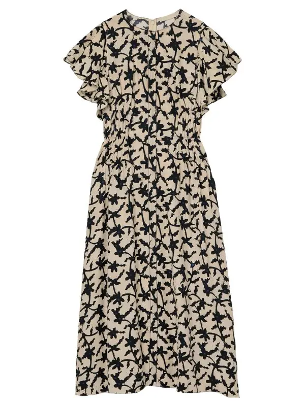Ulla Johnson Printed Crepe Midi Dress - Nude