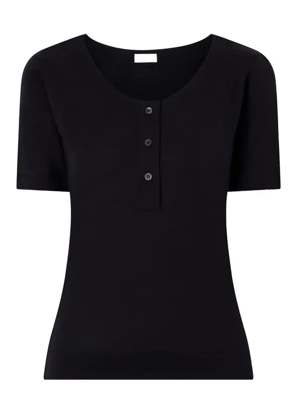 Dries Van Noten Cotton-jersey Button-detail T-shirt - Black