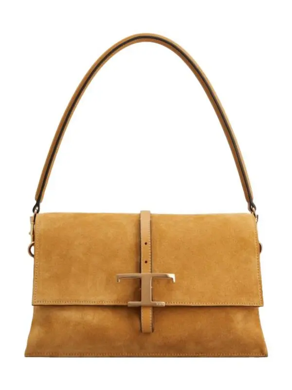 TOD'S Timeless Suede Mini Bag With T Timeless Accessory - Brown