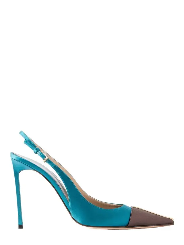 GIANVITO ROSSI Embellished Satin Slingback Pumps - Blue