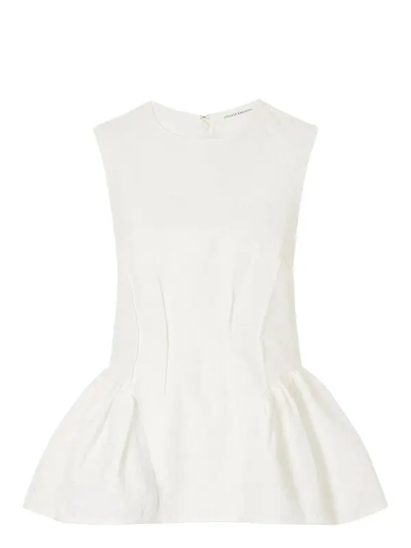 Cecilie Bahnsen Waist Pleated Top - White