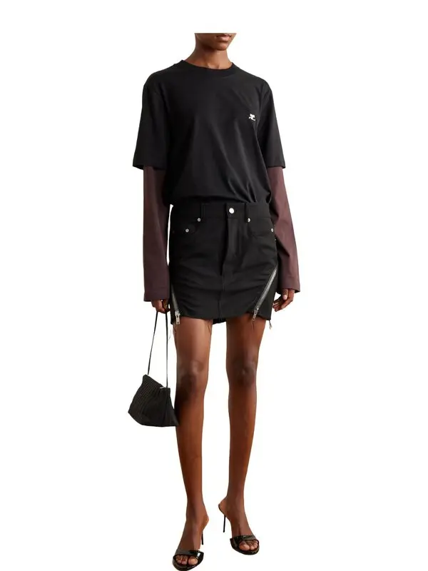 COURREGES Logo-embroidered Cotton-jersey T-shirt - F