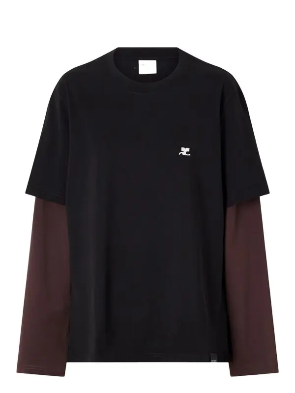 COURREGES Logo-embroidered Cotton-jersey T-shirt - F