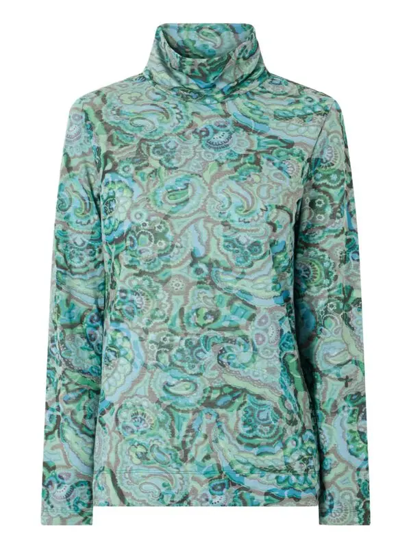 Dries Van Noten Paisley Print Long Sleeve Turtleneck - Green