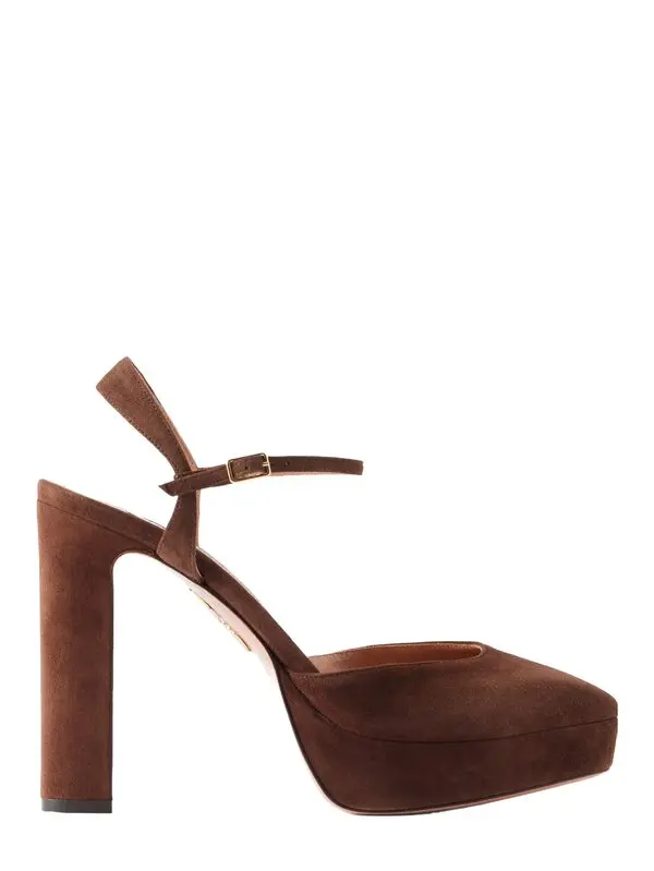 AQUAZZURA Suede Platform Pumps - Red