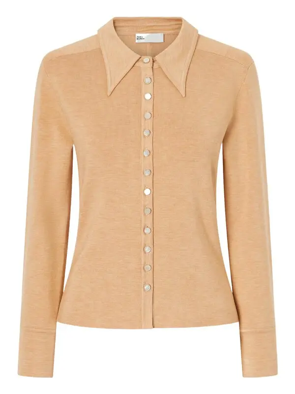 Tory Burch Long-sleeved Knitted Cardigan - Beige