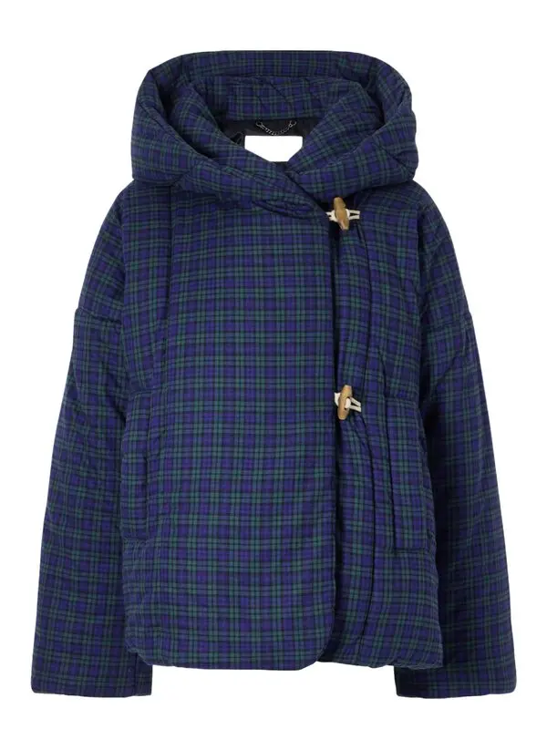 Dries Van Noten Plaid Cropped Down Jacket - Blue