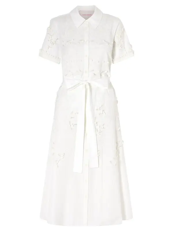 Carolina Herrera Embroidered Cotton Poplin Midi Dress - White