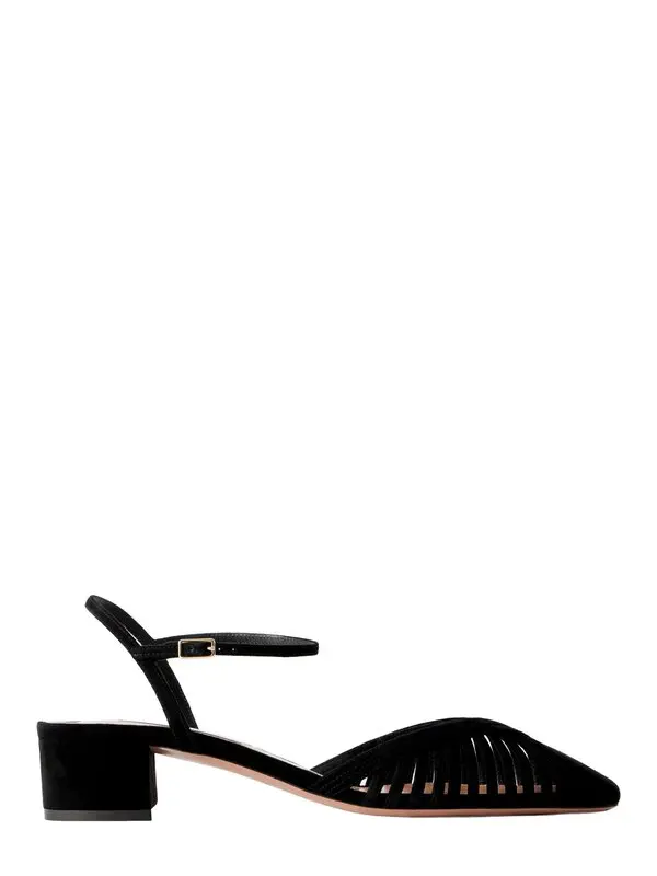 AQUAZZURA Suede Block Heel Pumps - Black